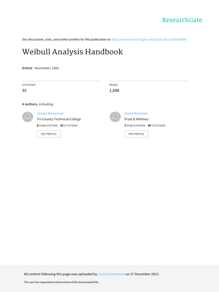 Weibull Analysis Handbook | PDF | Statistical Theory | Statistics