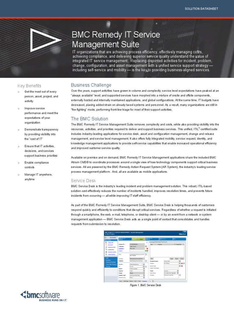 BMC Remedy IT Service Management Suite PDF | PDF | Itil | Software As A ...