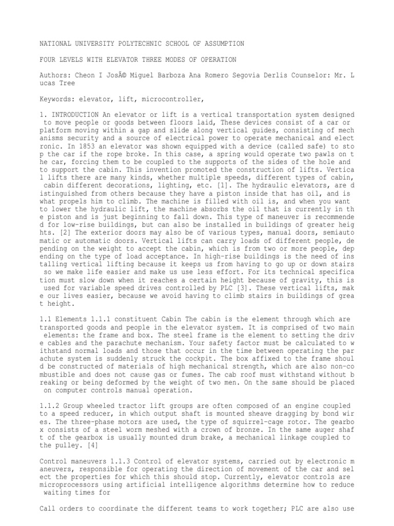 4 Levels Elevators | PDF | Elevator | Microcontroller