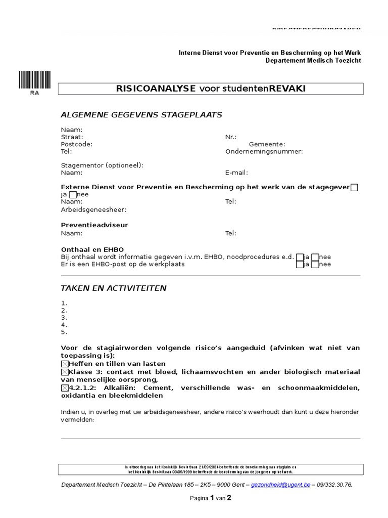 Risicoanalyse Revaki | PDF