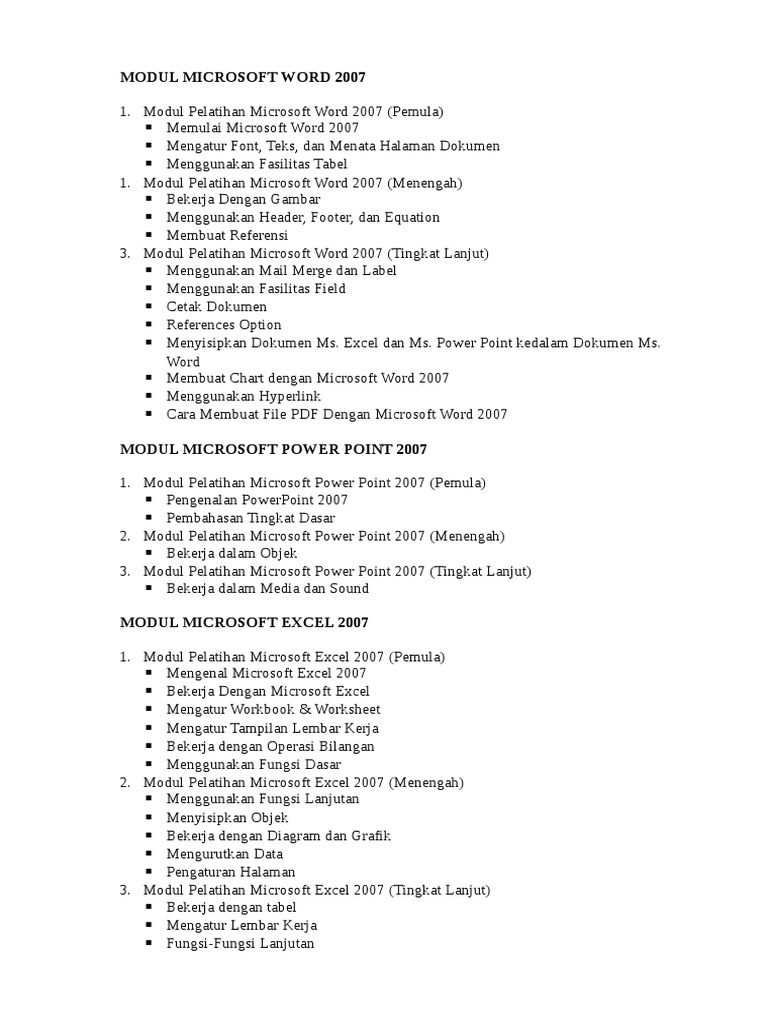 Modul Pelatihan Microsoft Office | PDF