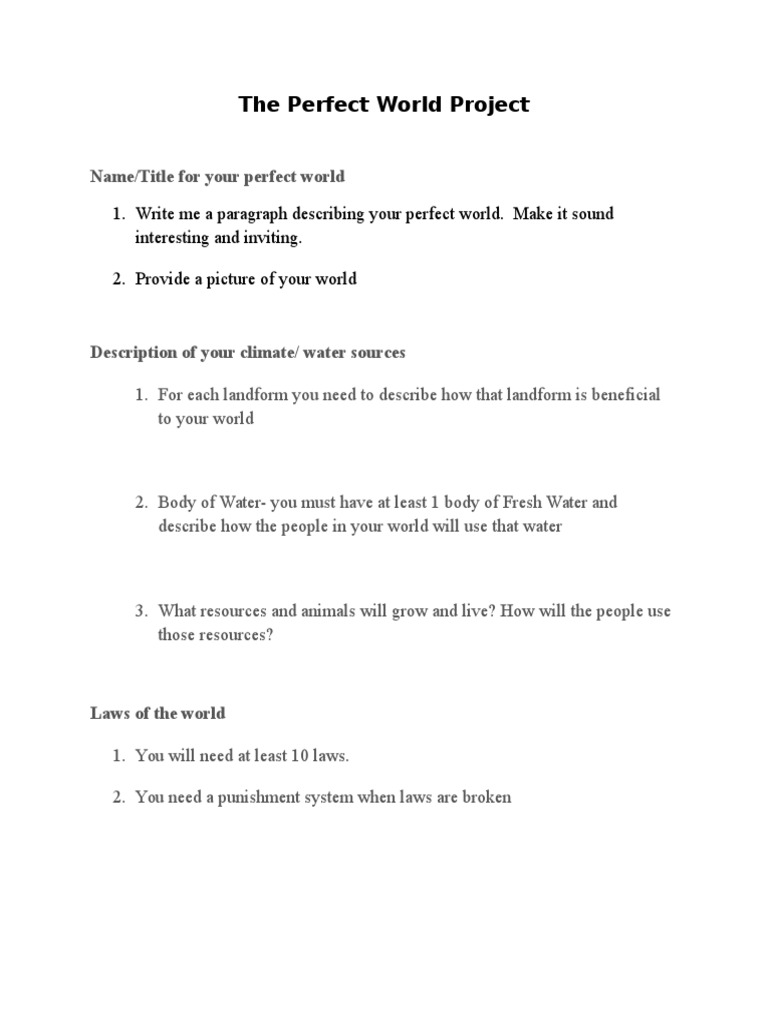The Perfect World Project | PDF