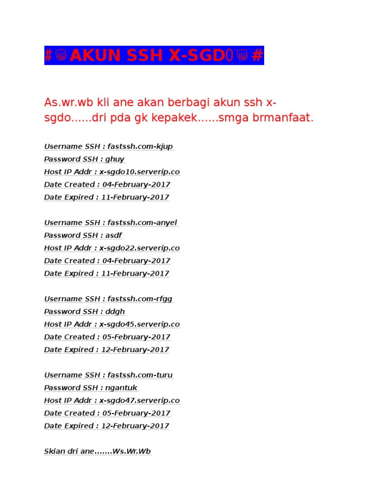 Akun SSH X-Sgdo | PDF