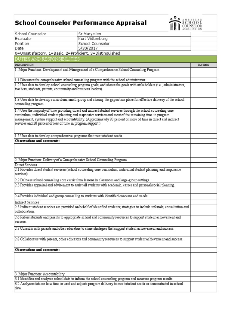 SC Appraisal | PDF | School Counselor | Performance Appraisal