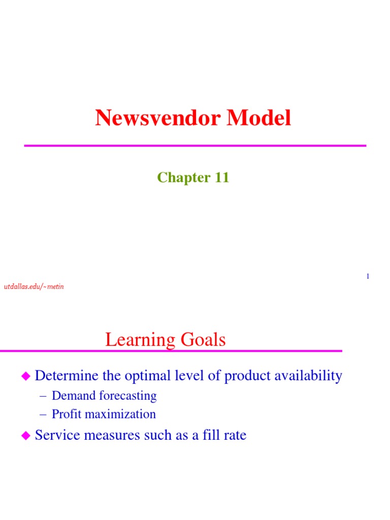 News Vendor Model PDF | PDF | Normal Distribution | Standard Deviation