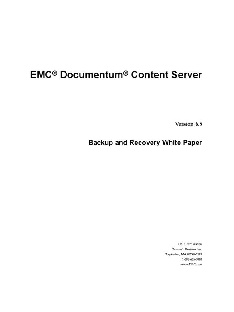 Content Server Backup and Recovery White Paper PDF | PDF | Backup ...