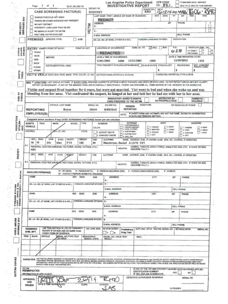 Victim A Police Report (Redacted) | PDF | Law Enforcement | Crime ...