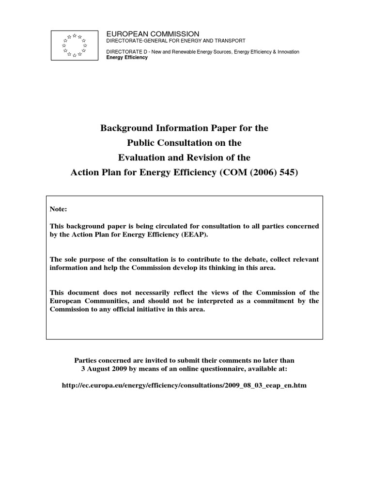 2009 Eeap Background Document PDF | PDF | Efficient Energy Use | Energy ...