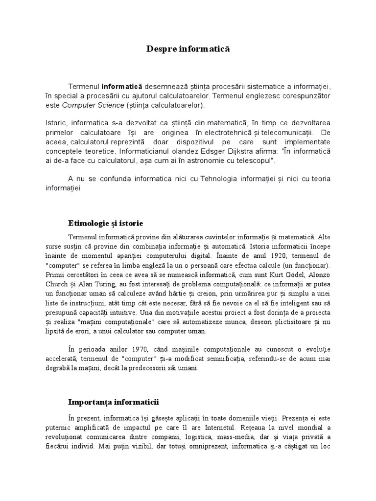 Despre Informatica | PDF