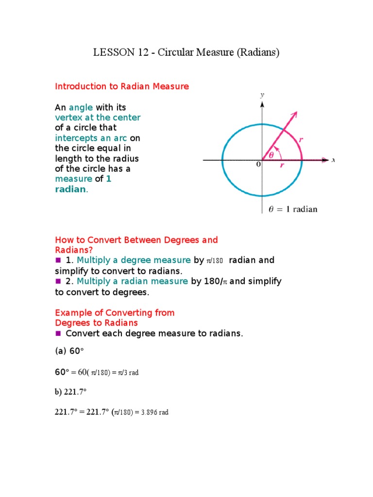 LESSON 12 - Circular Measure | PDF