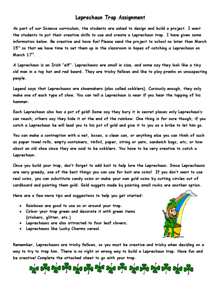 Leprechaun Trap Project Guide | PDF