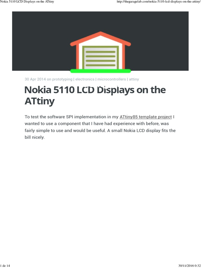 Nokia 5110 LCD Displays On The ATtiny | PDF | Pixel | Liquid Crystal ...