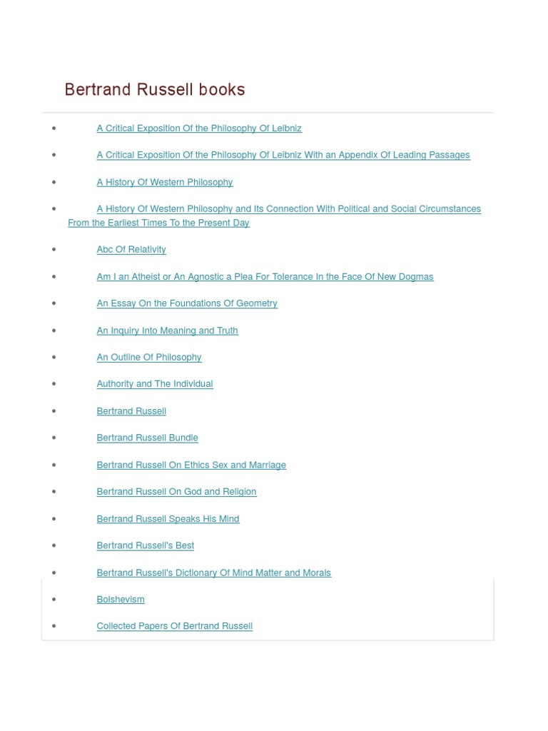 Bertrand Russell Books | PDF | Bertrand Russell | Logic
