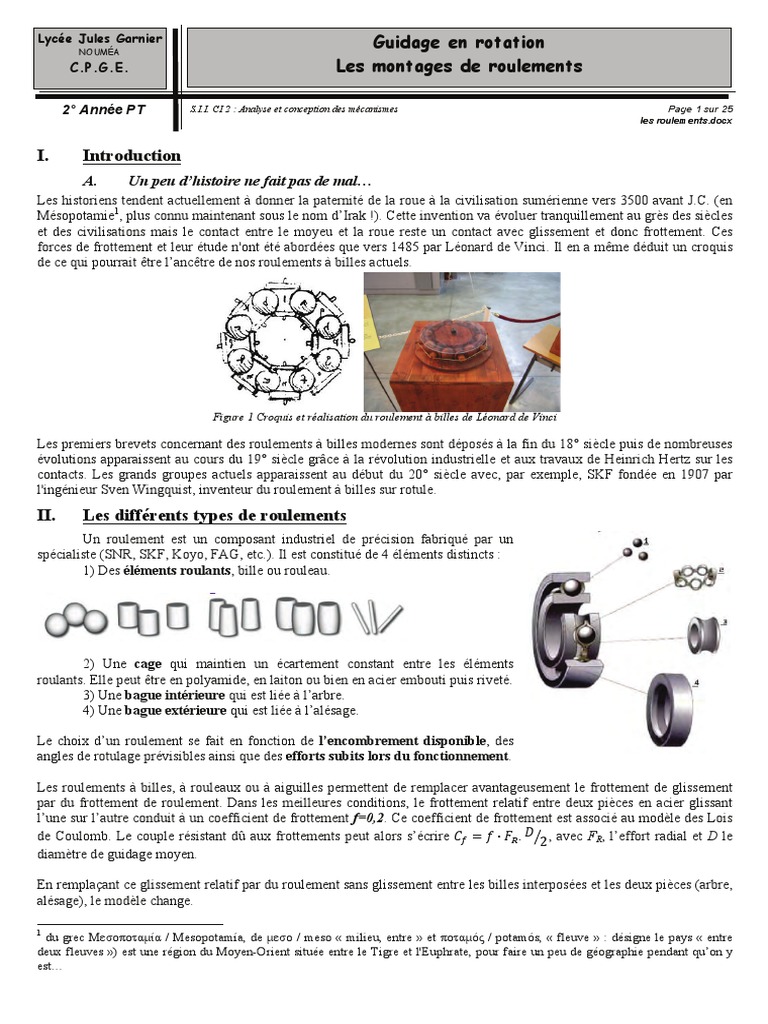 Cours CPGE - Guidage en Rotation - Montage Des Roulements | PDF ...