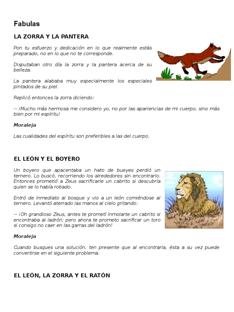 Fábulas: Moralejas y Movimiento | PDF | Poesía