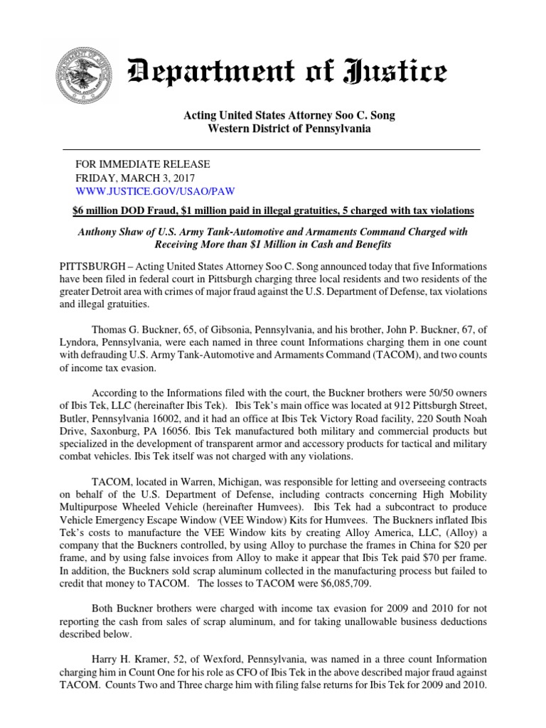 Five Charged in $6M DOD Fraud | PDF | Sentence (Law) | United States ...