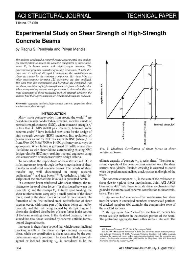 Experimental Study On Shear Strength of High-Strength Concrete Beams ...