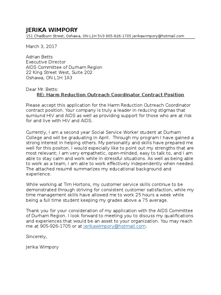 Outreach Coordinator Cover Letter | PDF