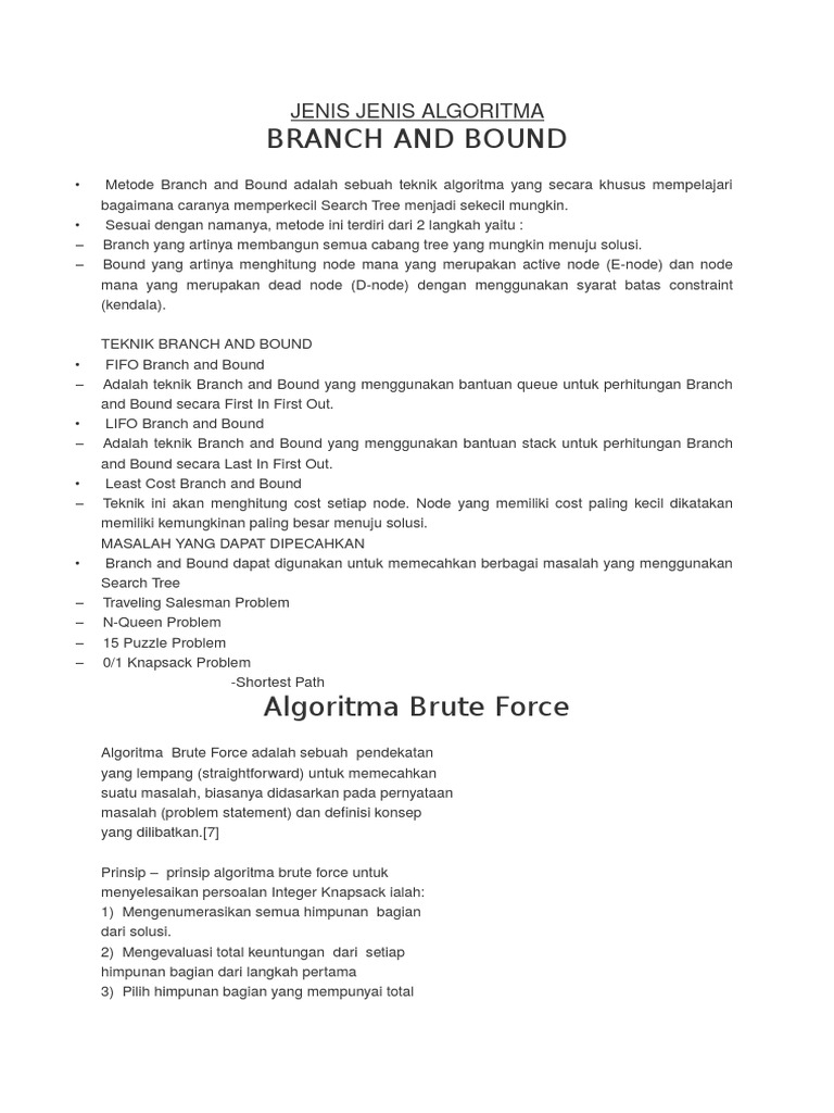 Jenis Jenis Algoritma | PDF | Metode & Bahan Ajar | Komputer