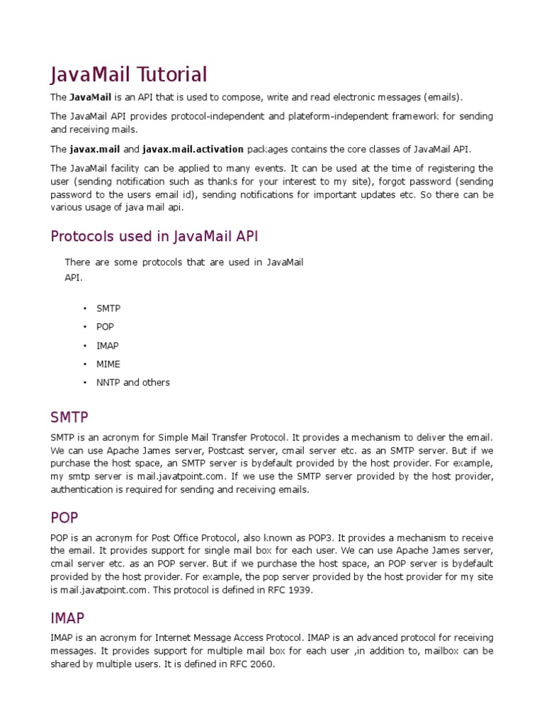 Java Mail API, Introduction | PDF | Email | Internet Standards