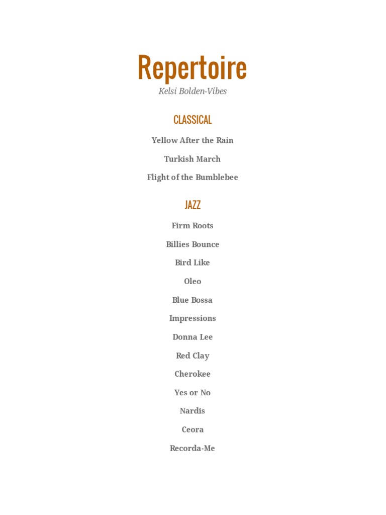 Repetoire | PDF