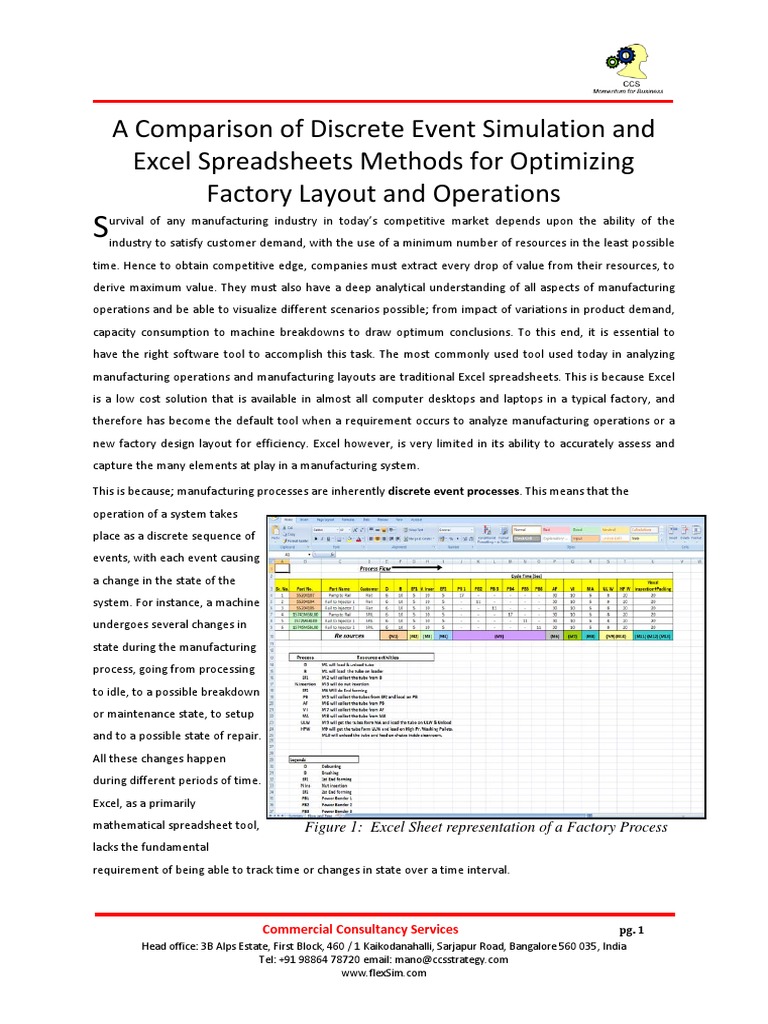 A Comparison of Discrete Event Simulation and Excel Spreadsheets ...