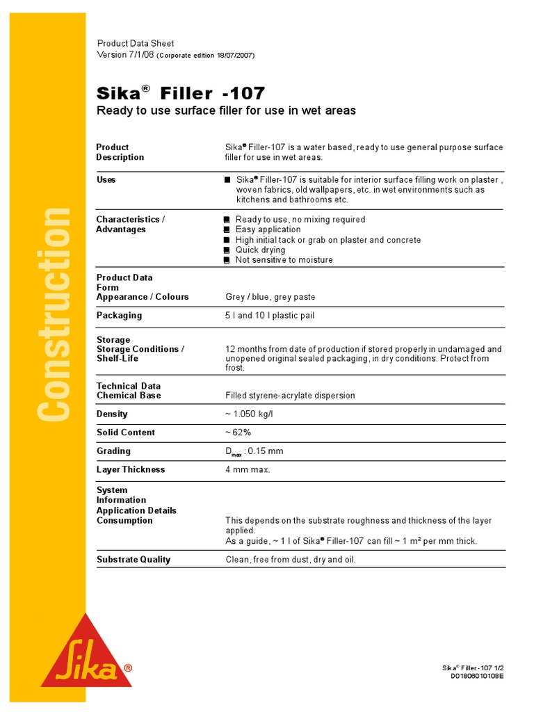 Sika PDS E Sika Filler-107 | PDF | Information | Data