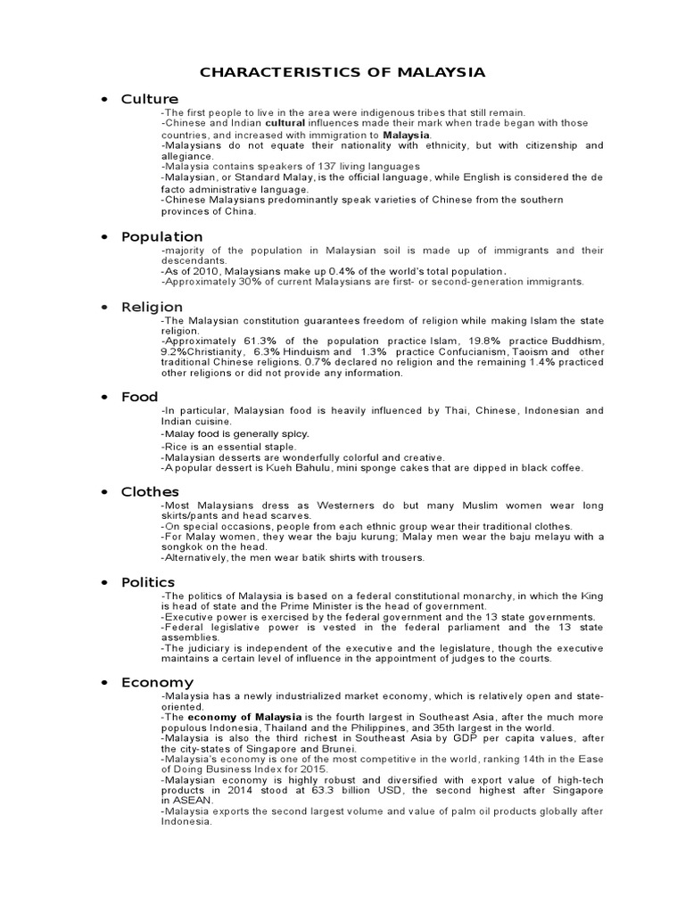 Characteristics of Malaysia | PDF | Malaysia | Economies