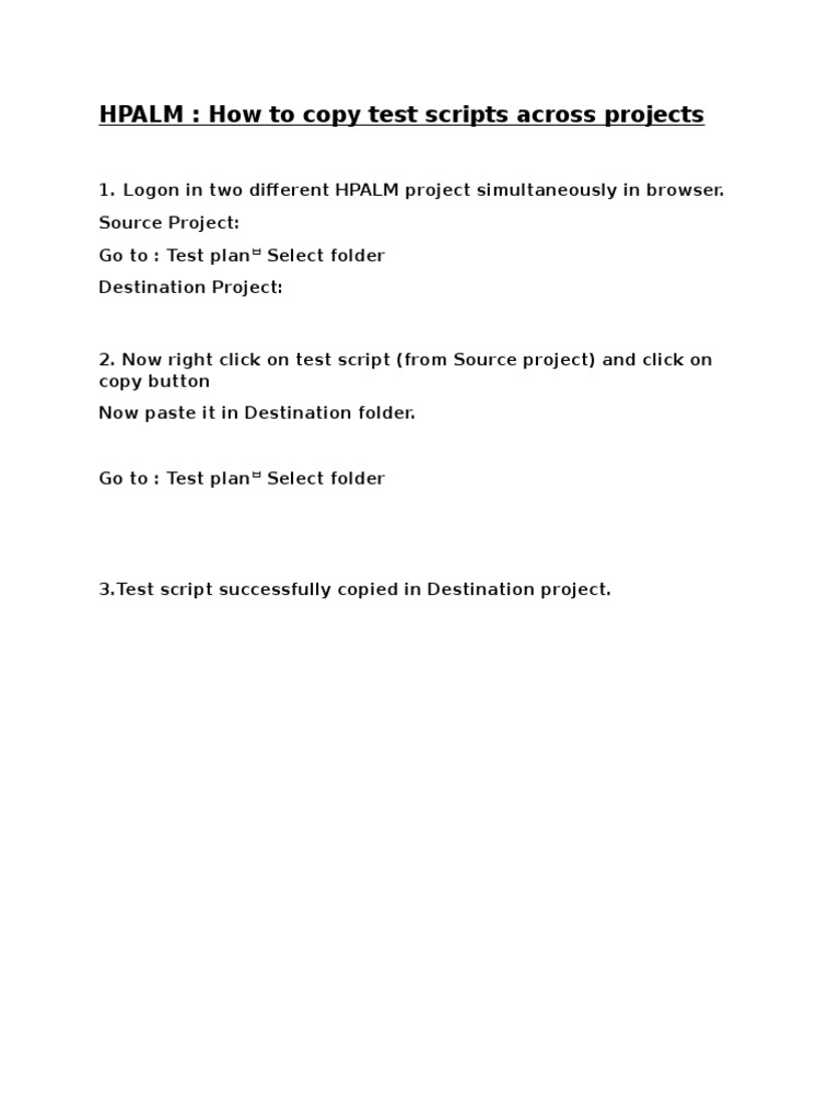 HPALM-How To Copy Test Scripts Across Projects.. | PDF | Computers