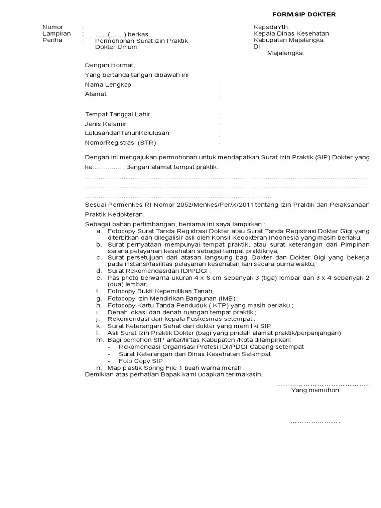 Form SIP Dokter | PDF