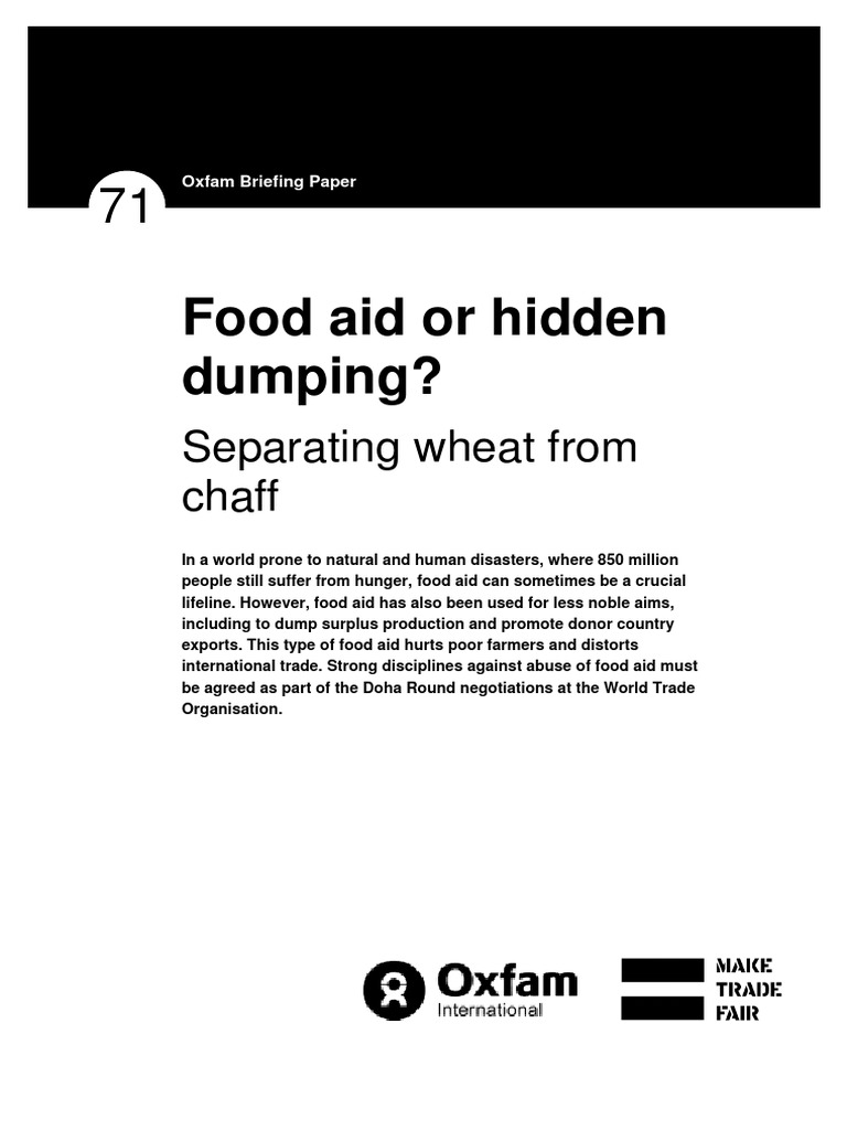 Food Aid: Lifeline or Trade Threat? | PDF | Aids | World Trade Organization