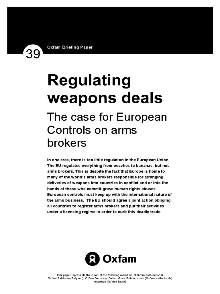 Regulating Weapons Deals: The Case For European Controls On Arms ...