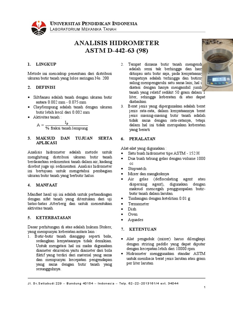 Analisis Hidrometer Tanah | PDF