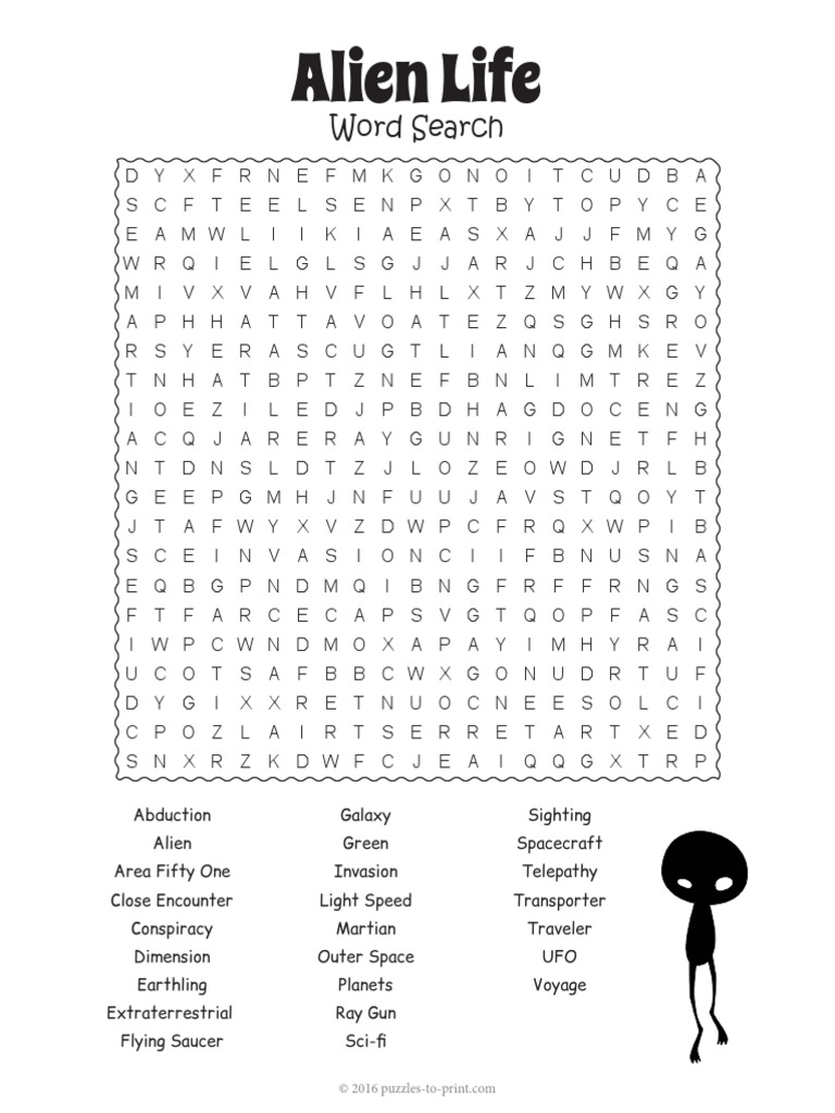 Alien Word Search | PDF | Ufology | Outer Space
