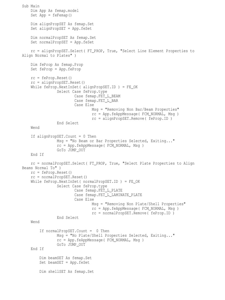Femap Beam and Plate Alignment Script | PDF | Computer Programming