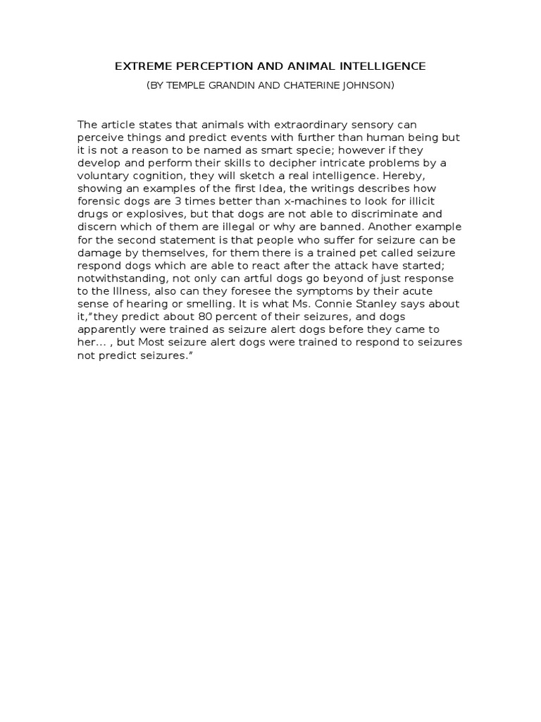 Animal Intelligence and Perception | PDF | Perception | Dogs