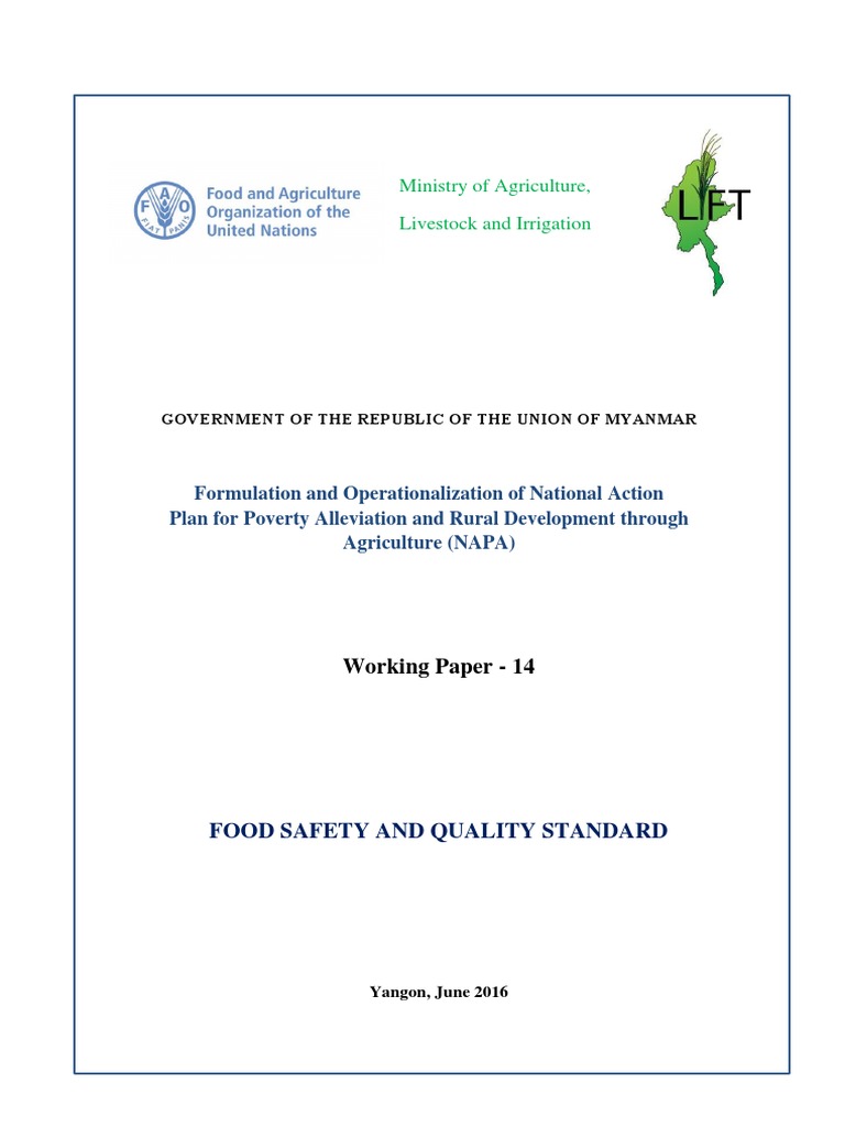 FOOD SAFETY AND QUALITY STANDARD Working Paper - 14 A-Bl842e PDF | PDF