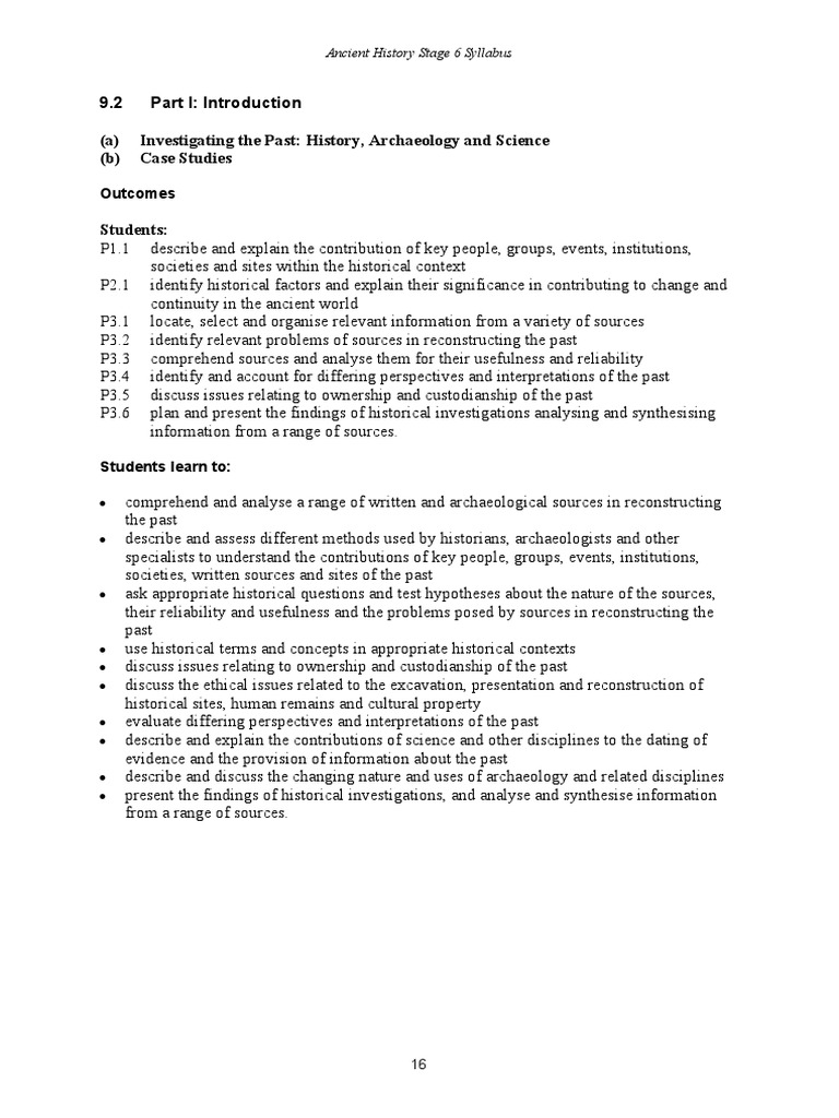 Part 1a Syllabus | PDF | Archaeology | Historian