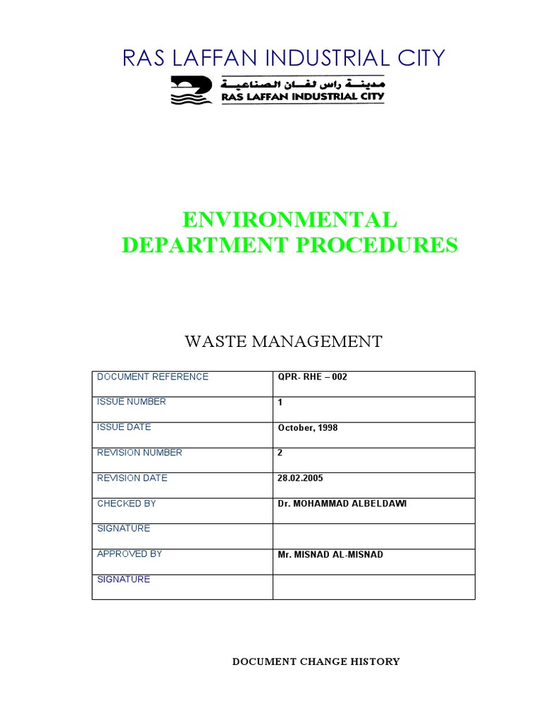 RLC Waste Management Procedure | Hazardous Waste | Waste Management