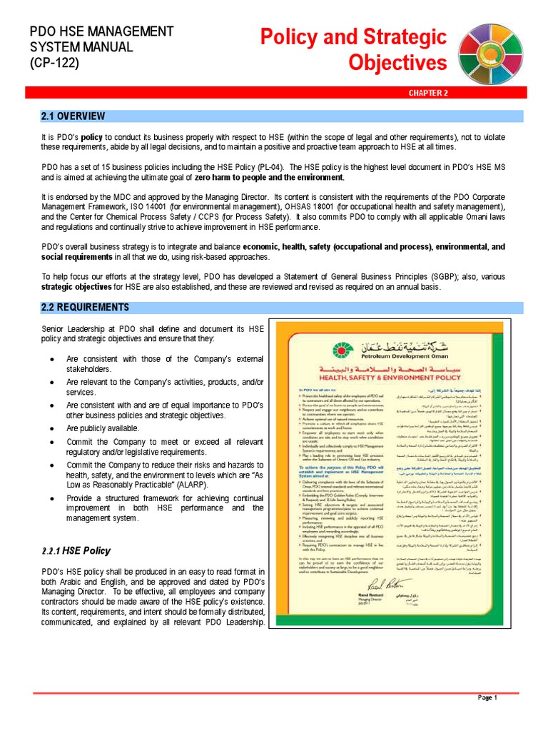 Policy and Strategic Objectives | PDF | Safety | Goal