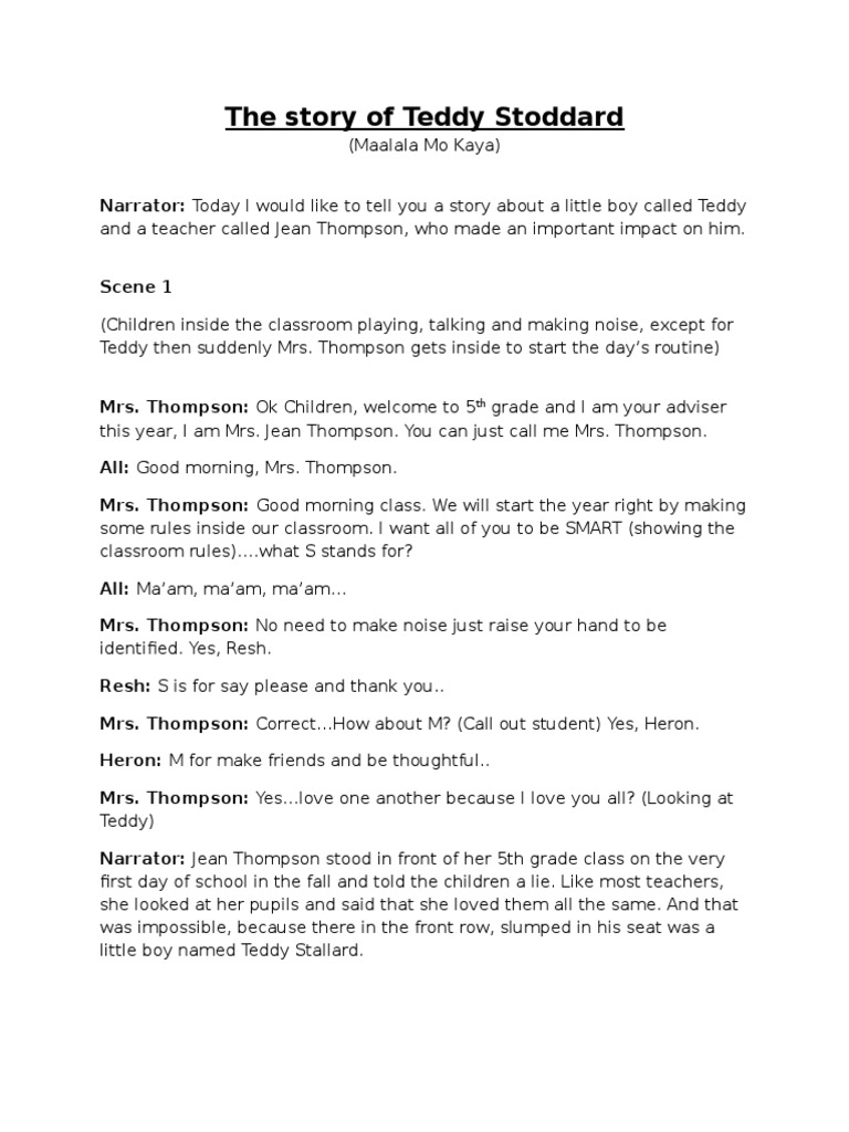 The Impact of One: How Teacher Jean Thompson Changed Student Teddy ...