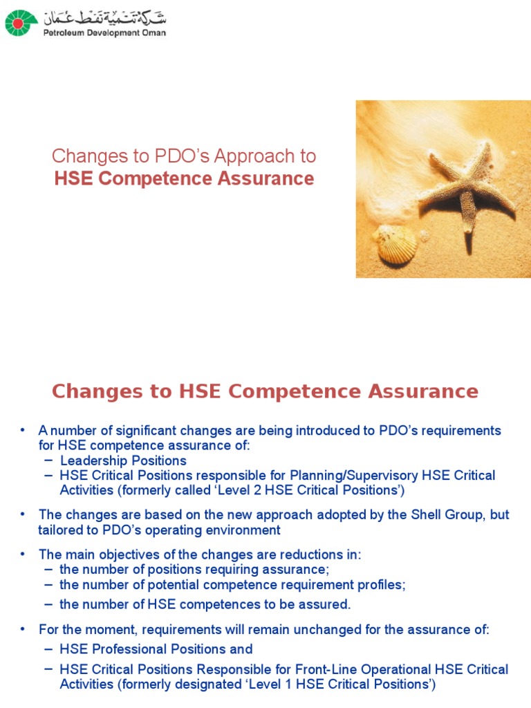 5HSE Competence Assurance Changes To PDO Approach V5 | PDF | Risk ...