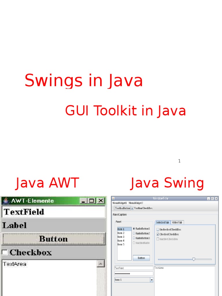 AWT&Swings | PDF | Computing Platforms | System Software AWT&Swings | PDF | Computing Platforms | System Software