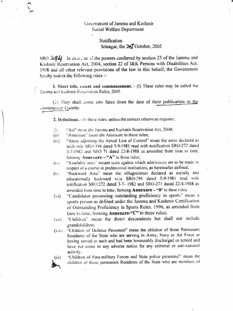 Sro 294 Reservation | PDF