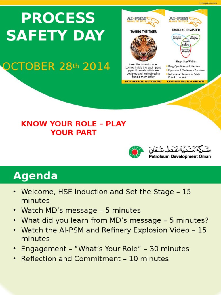 Process Safety Day Presentations 2014pptx | PDF | Safety | Emergency ...