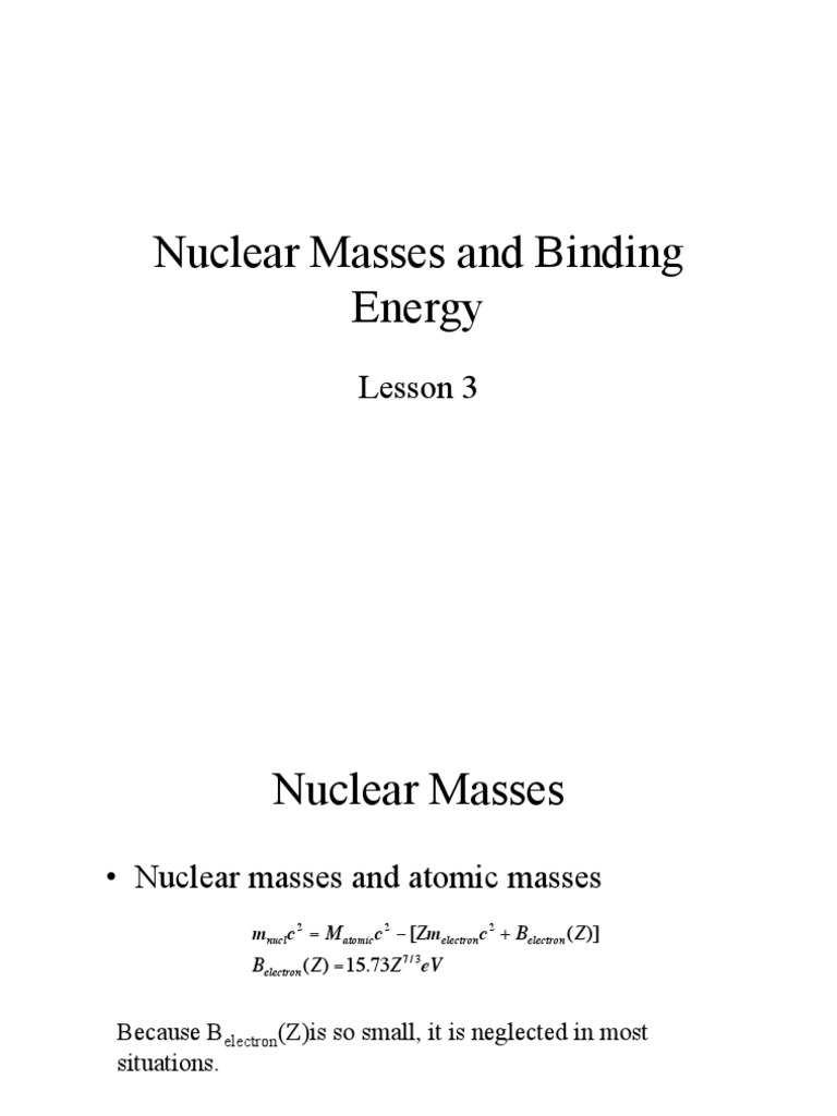 Nuclear Masses and Binding Energy Overview | PDF | Binding Energy ...