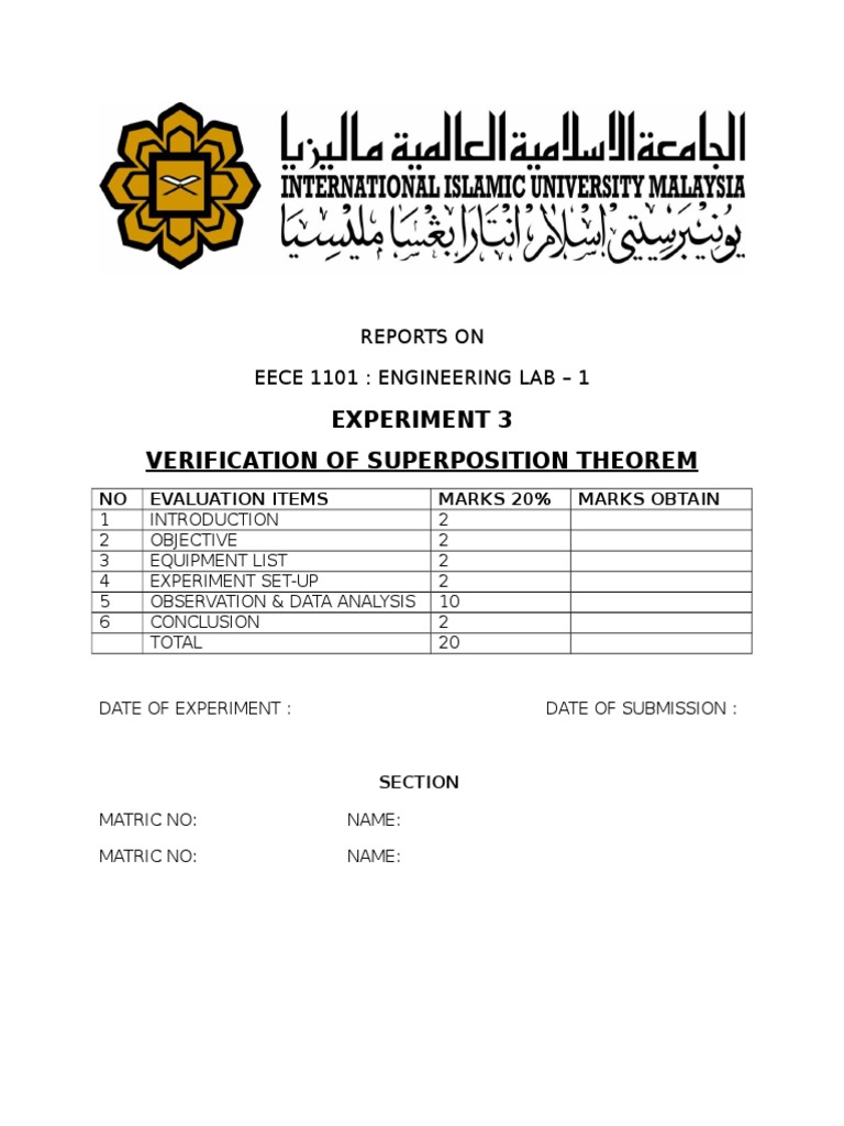 Superposition Theorem Lab Report | PDF
