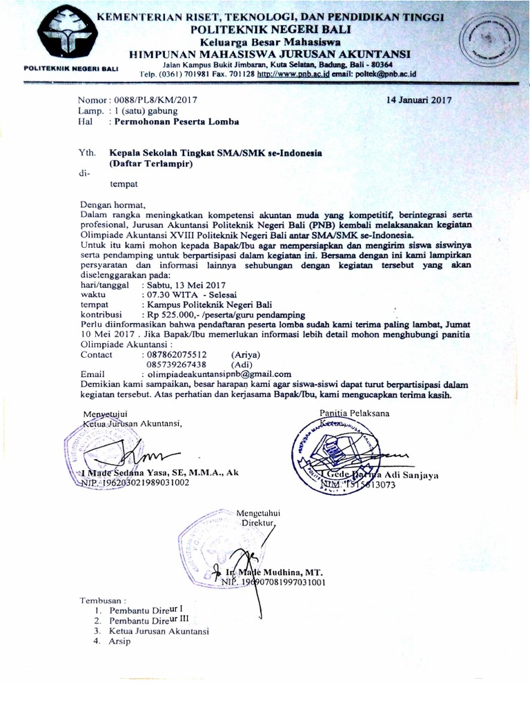 Surat Permohonan Peserta PDF | PDF