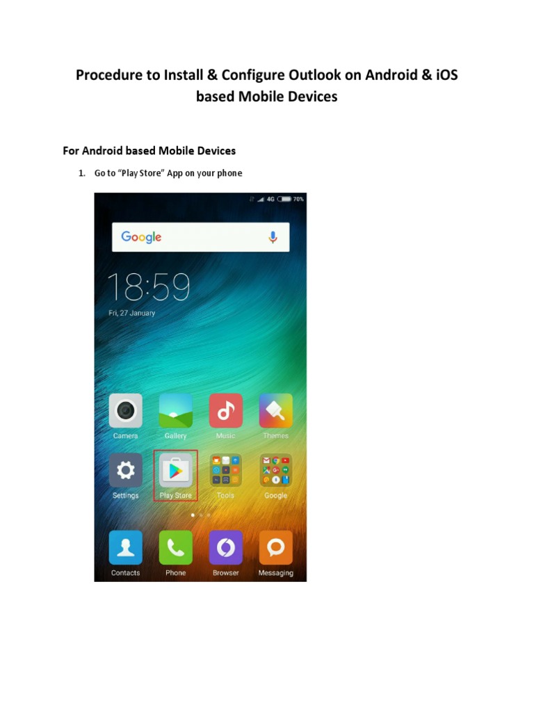 Procedure To Install & Configure Mobile Outlook | PDF | Computers
