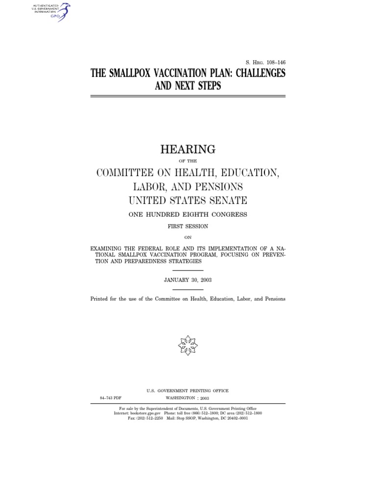 The Smallpox Vaccination Plan: Challenges and Next Steps | PDF ...